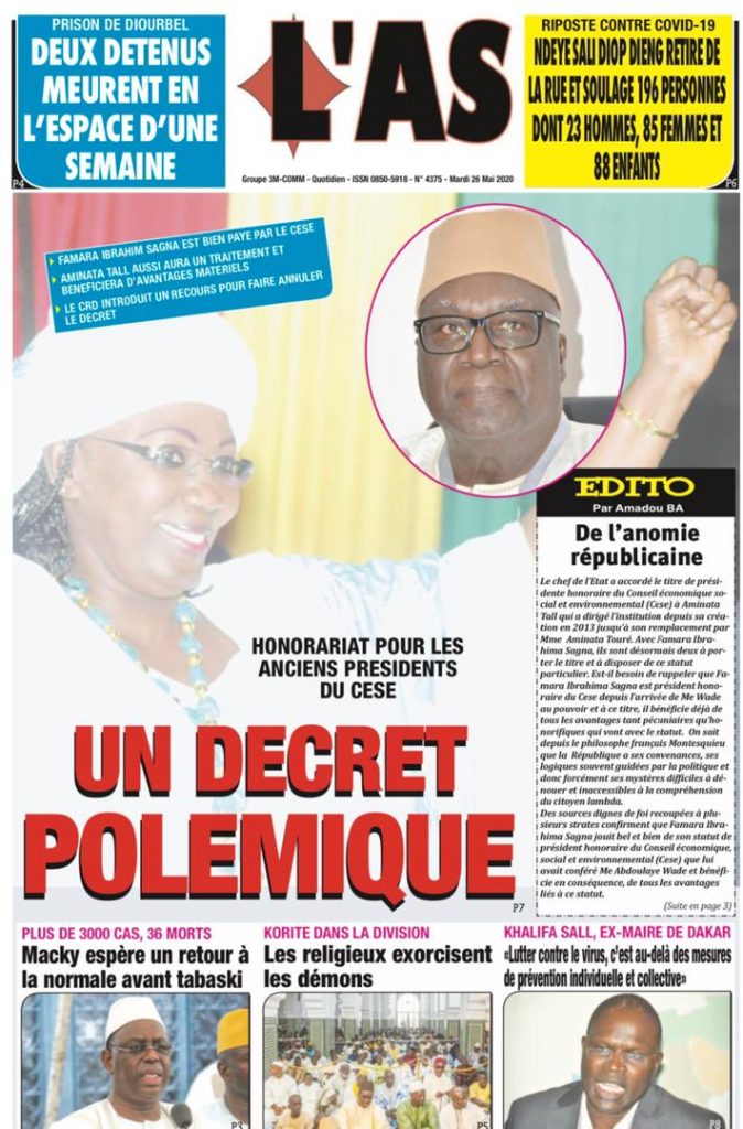 La Une des quotidiens du Mardi 26 Mai 2020 – SenCaféActu La Une des quotidiens du Mardi 26 Mai 2020 – SenCaféActu