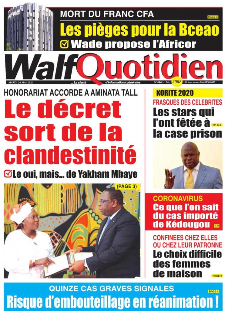 La Une des quotidiens du Mardi 26 Mai 2020 – SenCaféActu La Une des quotidiens du Mardi 26 Mai 2020 – SenCaféActu